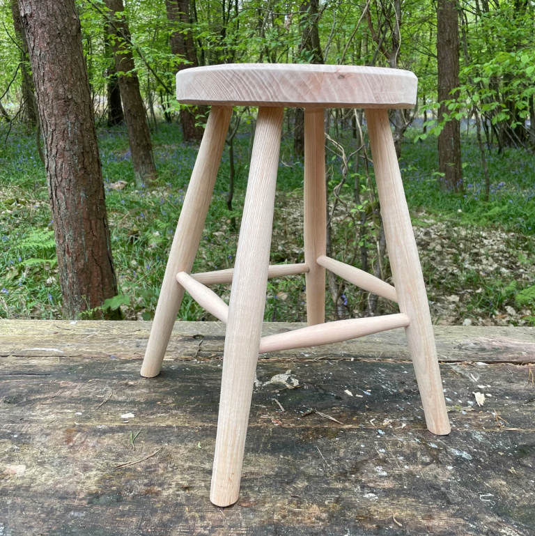 Handcrafted Round Wooden Stool - Sussex Green Woodworking